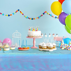 6 Pack Iridescent Blue Plastic Tablecloth, Shiny Blue Disposable Laser Rectangle Table Covers, Blue Holographic Foil Tablecloth Party Decorations for Birthday Bridal Wedding Christmas, 40 x 108 Inch