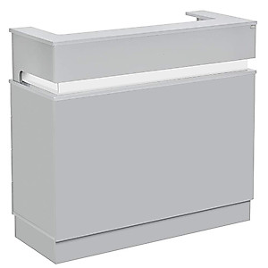 Reception Desk LED Lighted Reception Area Counter LANGARA in Silver Grey
