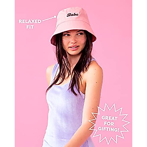 xo, Fetti Bachelorette Party Decorations Pink Babe Bucket Hat | Bridesmaid Gift, Pastel Pink and Black Embroidered, Cotton, Group Gift