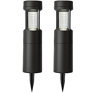 Hampton Bay Lighting Solar 10 Lumens Matte Black Outdoor Integrated LED Bollard Light with Motion Sensor and Adjustable Height (2-Pack)