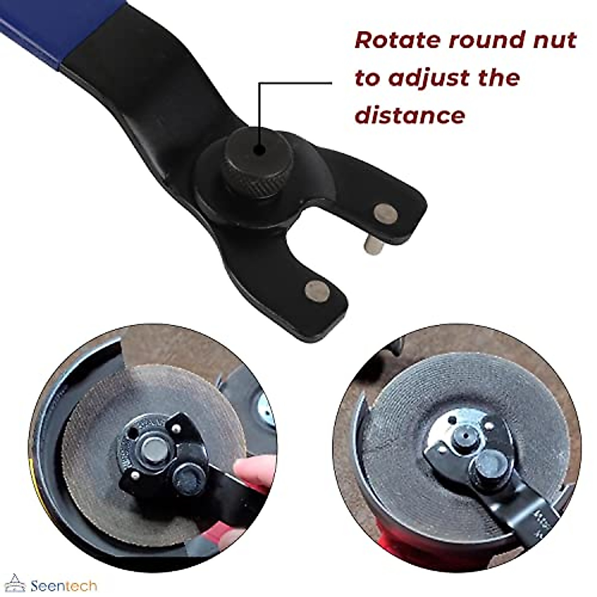 Seentech Upgraded SEWA20 Adjustable Lock-nut Grinder Wrench Compatible with Makita Bosch Milwaukee Angle Grinder Power Tools - Range of 0.5 to 1.25 inches, 7.45 Length x 1.5 Width inches (Pack 1)