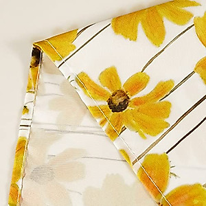 GEEORY Floral Tablecloth 60*84 Inch Rectangle Yellow Bee Tablecloths Spring Summer Table Cloth Indoor/Outdoor Seasonal Table Cover for Easter Home Kitchen Dining Parties