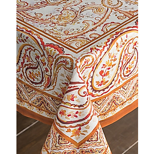 Maison d' Hermine Tablecloth 100% Cotton 70"x108" Washable Rectangle Table Cover Decorative Tablecloths, Dining, Buffet Party & Camping, Palatial Paisley - Thanksgiving/Christmas