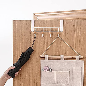 Zagxuade 2Pack Over The Door Hooks , White Door Hangers for Hanging Towels, Clothes, Robe, Hat, Tote Bag, Umbrella