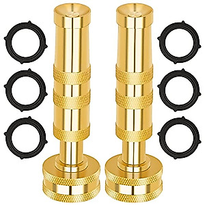 AUTOMAN Brass Hose Nozzle – High Pressure Jet Nozzles 2 Pack, Heavy Duty Sprayer for Garden Hoses, Adjustable Spray Gun, Solid Twist Water Hose Nozzle for Patio, Lawn, Car Wash, Extra 6 Rubber Washers