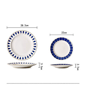 GagalU Fine Dinnerware Set,4 Pieces Blue White Ceramic Dinner Set Porcelain Mug Plate Bowl Lead-Free Tableware