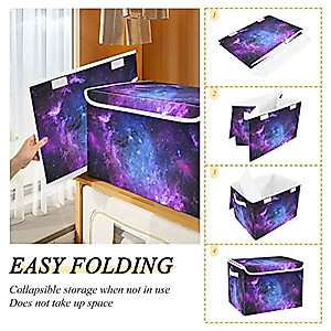 Storage Bins with Lids Foldable Storage Baskets Storage Cubes Collapsible Closet Organizer Containers with Cover Universe Galaxy Nebula Space for Home Office Organizer Closet, Shelves, Toy, Nursery