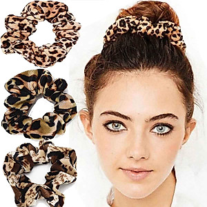 TUICARE 6 PCS Hair Scrunchies for Women - Leopard & Cheetah Print, Velvet, Large, 3 Styles, Hair Ties for Thick Hair, Hair Accessories, 6 Count