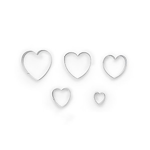 Fox Run Heart Shaped Cookie Cutters, 5-Piece Set with Storage Tin Included, Stainless Steel
