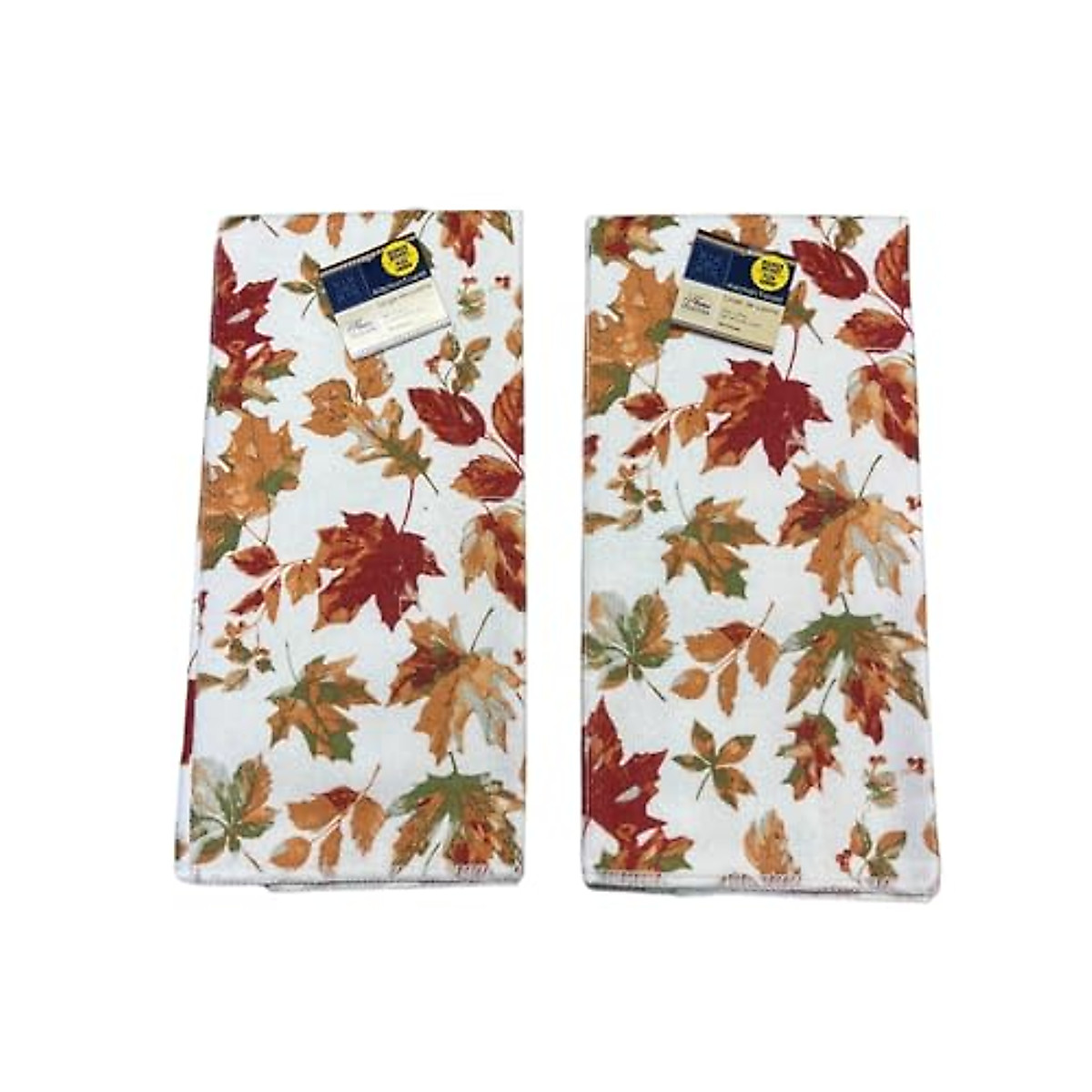 Lunch Money Set of 2 Fall Foliage Autumn Leaves Falling Off Trees Kitchen Towels Hand Towels Dish Towels Happy Thanksgiving Towels