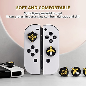 DLseego Skyward Sword Thumb Grips Caps for Switch & Switch Lite & Switch OLED Joy Con Joystick Protive Button Caps Soft Silicone Cool Analog Controller Joystick Cover 4PCS - Black