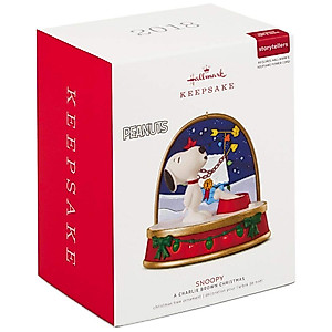 HMK Hallmark 2018 Keepsake A Charlie Brown Christmas Snoopy Ornament with Sound and Light
