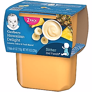 Gerber 2nd Foods Baby Food Tubs, Hawaiian Delight, Creamy Juice & Fruit Blend, 4-Ounce Tubs, 2 CT Per Pack (Pack of 8)