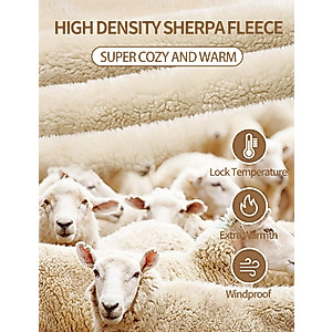 Flygo Men's Casual Fleece Sherpa Lined Hoodie Winter Warm Pullover Hooded Sweatshirt(Black-XL)