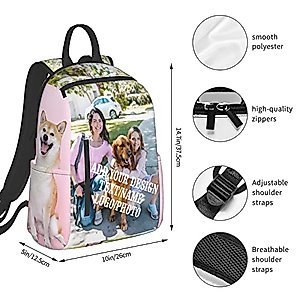 Wondfamiker Custom Casual-Lightweight Backpack Personalized-Travel Knapsack-Customized - Schoolbag Daypack Add Photo Text Shoulders (custom 2) Large