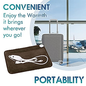 DAILYLIFE Heated Foot Warmers, 20"x24" Electric Heating Pad for Feet with 6 Heat Settings, Overheating Protection, 2 Hours Auto-Off, Machine Washable, Brown