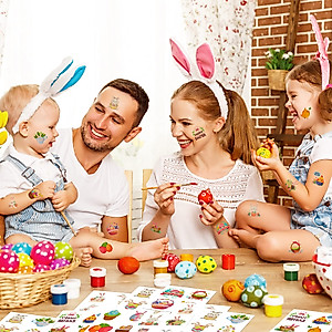 Konsait 72pcs Easter Temporary Tattoos For Kids,Cute Bunny Tattoo Stickers for Boys Girls Toddlers Easter Party Favors Supplies,Fun Easter Gifts For Easter Egg Fillers Easter Basket Stuffers Egg decor