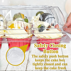 Haawooky (12 Pack x 16 Sets) Stackable Cupcake Carrier Holders,Plastic Cupcake Boxes Holders for 12 Cupcakes,Clear Disposable Cupcake Containers with Detachable Tall Dome Lid