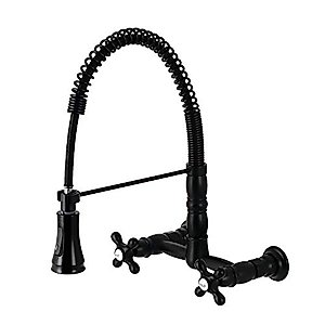 Kingston Brass GS1240AX Heritage Pull-Down Sprayer Kitchen Faucet, Matte Black