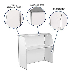 Flash Furniture Amara 4' White Laminate Foldable Bar - Portable Event Bar
