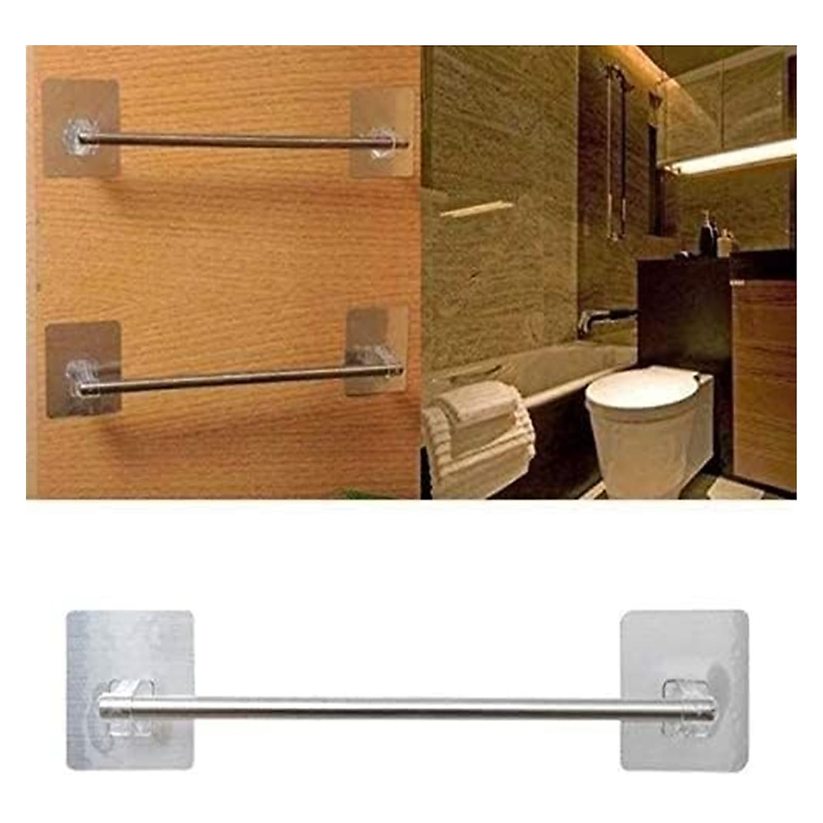 Towel Racks Towel Holder Shelf Bath Stainless Steel Bath Towel Holder Self Adhesive Wall Mounted Hanger Single Rod Organiser for Home Kitchen Bathroom