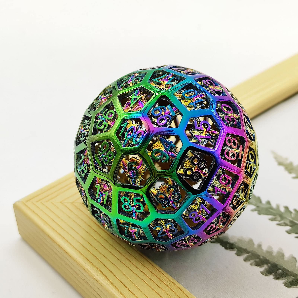 DND Dice Set D100 Polyhedral Metal Hollow RPG Dungeons and Dragons Pathfinder MTG D&D Board Game Dice Accessories and Digital Teaching with Black Leather Bag-Colorful