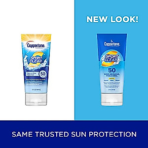 Coppertone SPORT Clear Sunscreen Lotion SPF 50, Water Resistant Sunscreen, Broad Spectrum SPF 50 Sunscreen, 5 Fl Oz Tube