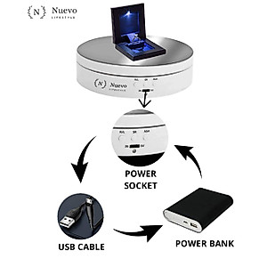 Rotating Professional Photography Turntable for Product Shooting, Electric Motorized Display Stand, 360-degree Rotating, Soft Touch Button to Control Speed, 6 LB max Capacity (White)