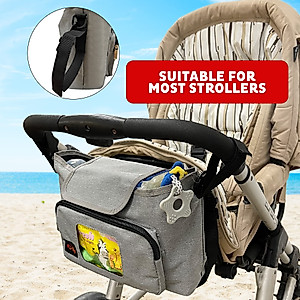.p U-By Baby Stroller Organizer with Cup Holder - Diaper Bag Organizer with Detachable Shoulder Strap - Stroller Bag Organizer for Bottle, Diapers, Toys, Baby Accessories - Fits All Strollers