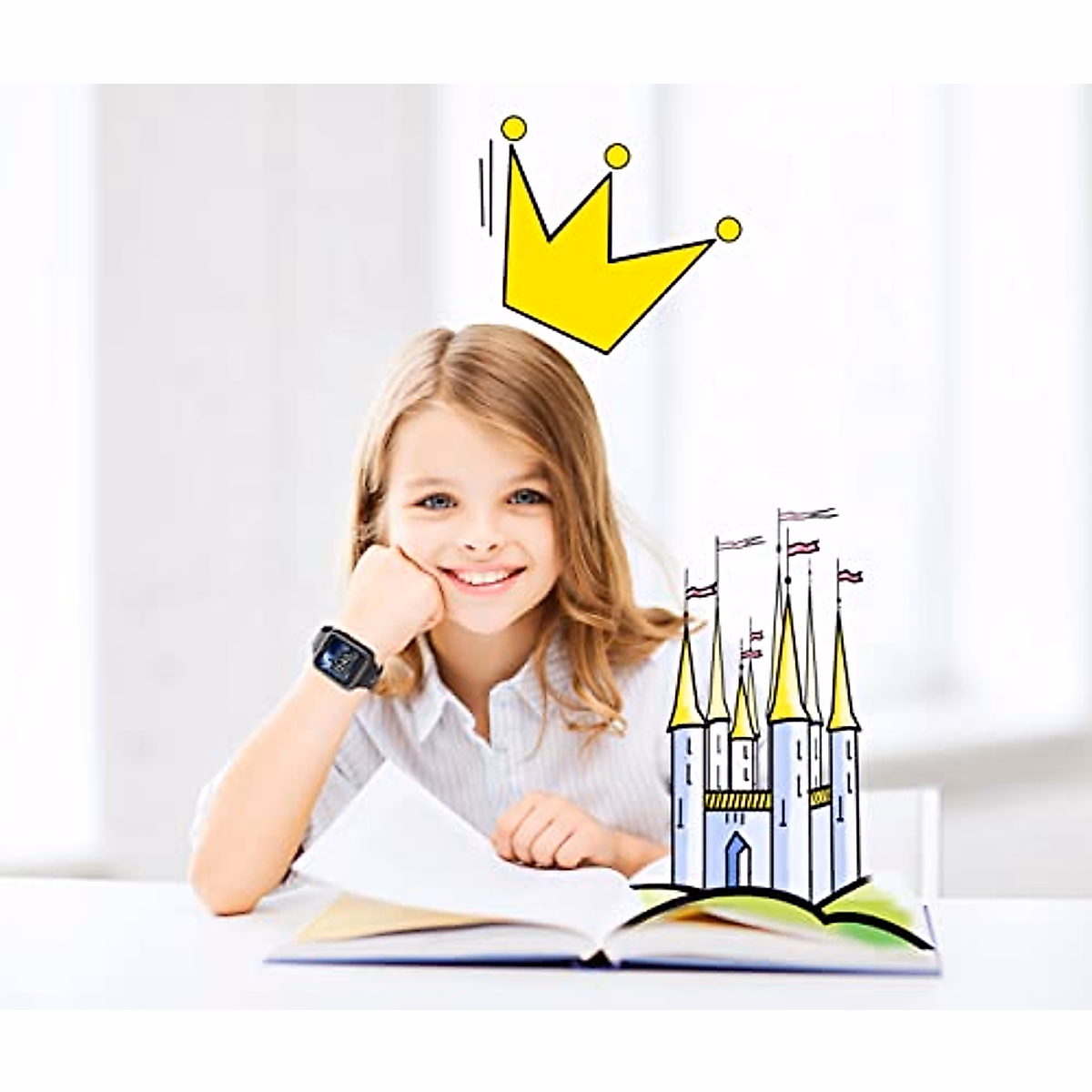 Accutime Kids Harry Potter Educational Learning Touchscreen Black Smart Watch Toy with Black Strap for Girls, Boys, Toddlers - Selfie Cam, Games, Alarm, Calculator, Pedometer (Model: HP4096AZ)