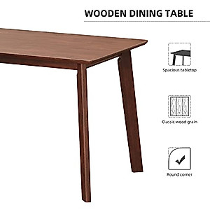 RUNWON 5 Pieces Rustic Retro Kitchen Set with 1 Dining Table and 4 Chairs, Antique Brown