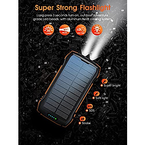 Solar Power Bank, MOSKIZ Portable Charger 33500mAh QC3.0 18W PD 20W Fast Charging, Portable Phone Charger with 10W Wireless 5 Outputs IP67 Waterproof 6W Bright Flashlight for iPhone Samsung etc.