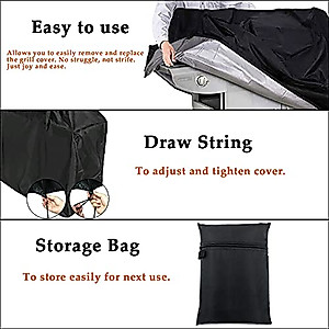 Grill Cover, BBQ Cover 58 inch,Waterproof BBQ Grill Cover,UV Resistant Gas Grill Cover,Durable and Convenient,Rip Resistant,Black Barbecue Grill Covers,Fits Grills of Weber,Brinkmann etc