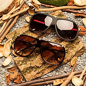 Freckles Mark 70s Italian Mob Boss Retro Square Sunglasses for Men Women Vintage Disco Sun Glasses (Brown/Gold)