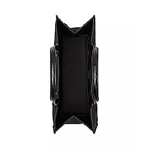 Tory Burch Womens Ella Durable Patent Trim Tote Handbag Black Large