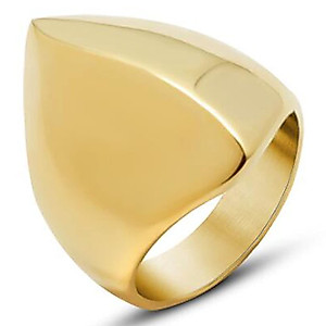 Jude Jewelers Stainless Steel Irregular Shape Mountain Hill Pyramid Shape Biker Statement Cocktail Party Ring (Gold, 9)