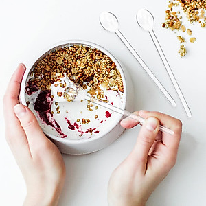 DOITOOL Glass Coffee Spoon Stirring Spoon, Rod Mixing Spoon Long Handle Spoons, Tea Stirrers Clear Petite Teaspoons Heat Resistant for Tea Sugar Bar Party- Clear, Set of 6