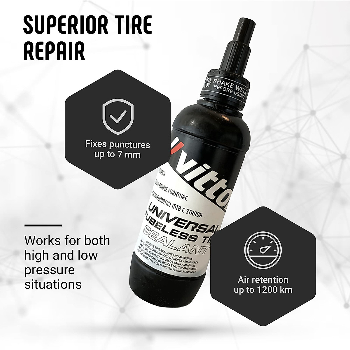 Vittoria Universal Tubeless Tire Sealant - Tubeless Bike Tire Sealant - Ammonia Free Sealant for All Bikes - 8.5 FL Oz - 250ml
