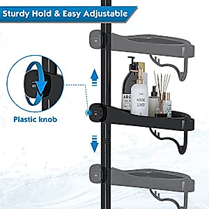 Shower Caddy Corner, 56 to 125 Inch Adjustable Tension Pole Corner Shower Caddy with 4 ABS Baskets,Rustproof Stainless Pole, Drill Free Shower Rack, Large Shower Storage Shelf for Inside Shower