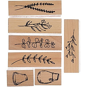 Rubber Stamps Rubber Stamps 7pcs Vintage Wooden Stamp Set Plant Flower Stamps Decorative Scrapbook Stamp Diary Scrapbook Stamp Journal Stamp for DIY Crafting Painting Stamps Stamps