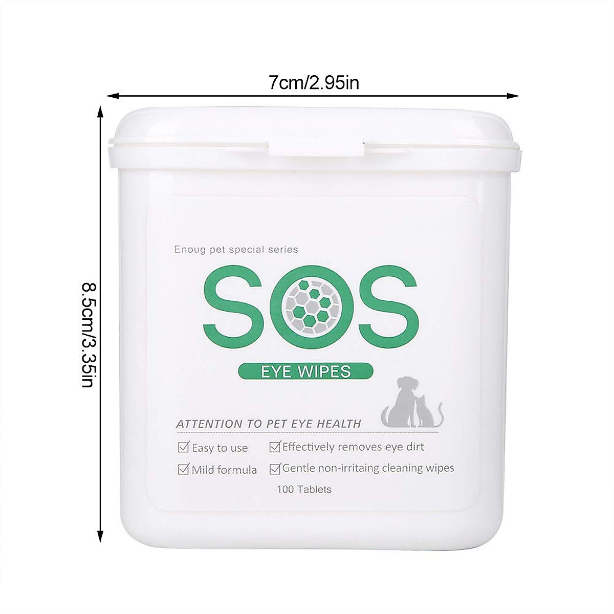 100Pcs Cat and Dog Eye Wash Wipes - 3.35 * 2.95in Pet Cleaning Grooming Deodorizing Wipes for Cat Dog Tear Stain Remover, Relief Allergies Symptoms, Runny, Dry Eyes