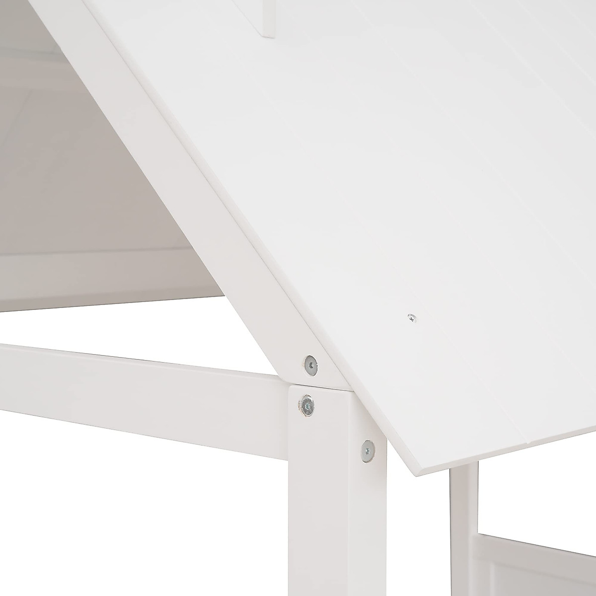 BIADNBZ Full Size House Bed with Twin Trundle, Wooden Platform BedFrame Daybed w/Roof&Window for Kids Boys Girls Bedroom, White