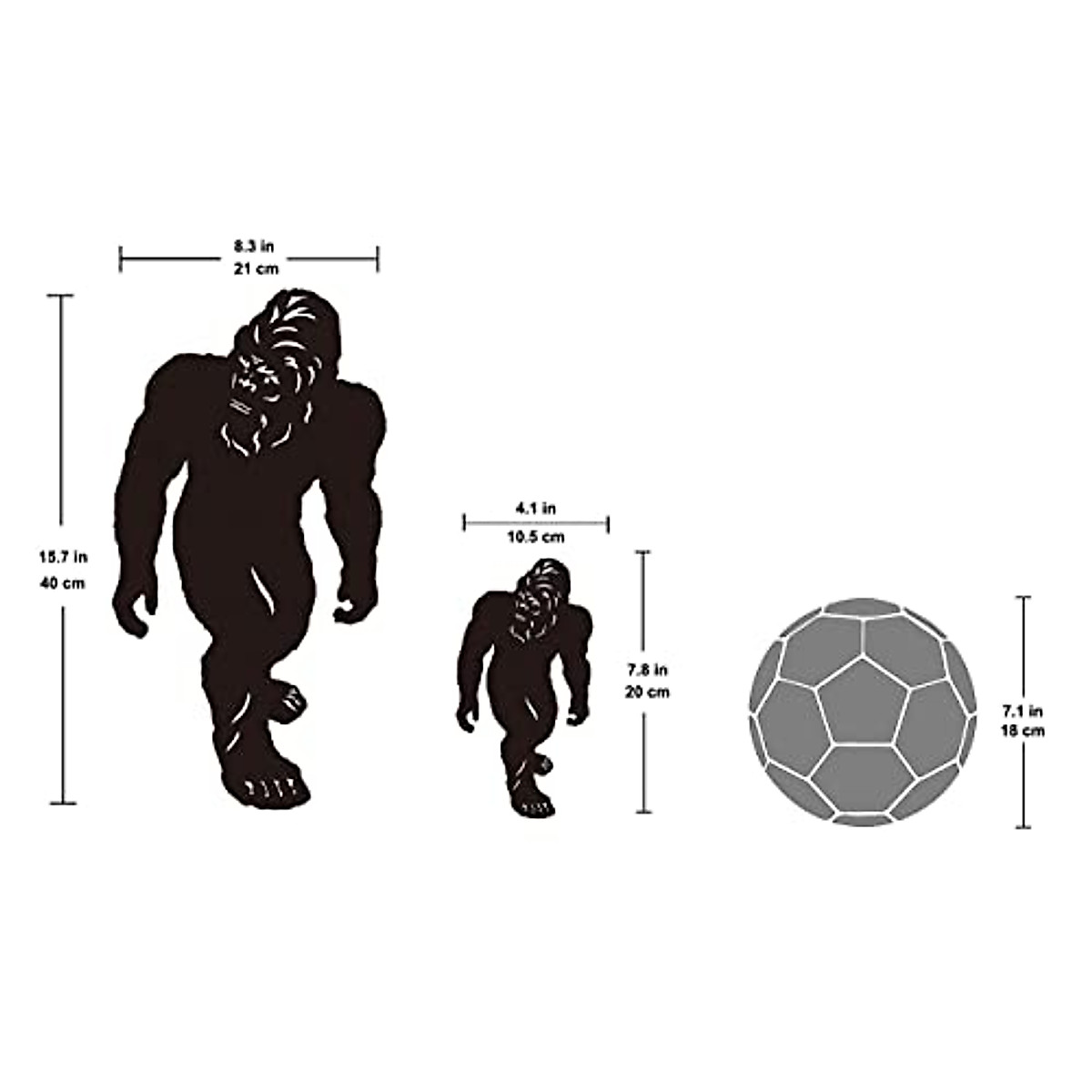 Bigfoot Garden Decor Metal Stake - Set of 2 Big Foot Sasquatch Gifts Yard Art Decorative Garden Stakes for Outdoor Decor, Yard, Patio, Lawn Decorations - 15.7”H x 8.3”W & 7.8”H x 4.1”W
