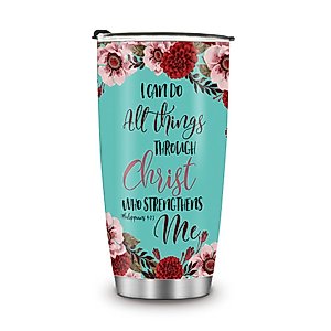 WIRESTER 20 OZ Stainless Steel Tumbler With Lid, Double Wall Vacuum Insulated Tumbler, Coffee Travel Mug Cup for Hot Cold Drinks - Christian Bible Verses Philippians 4:13