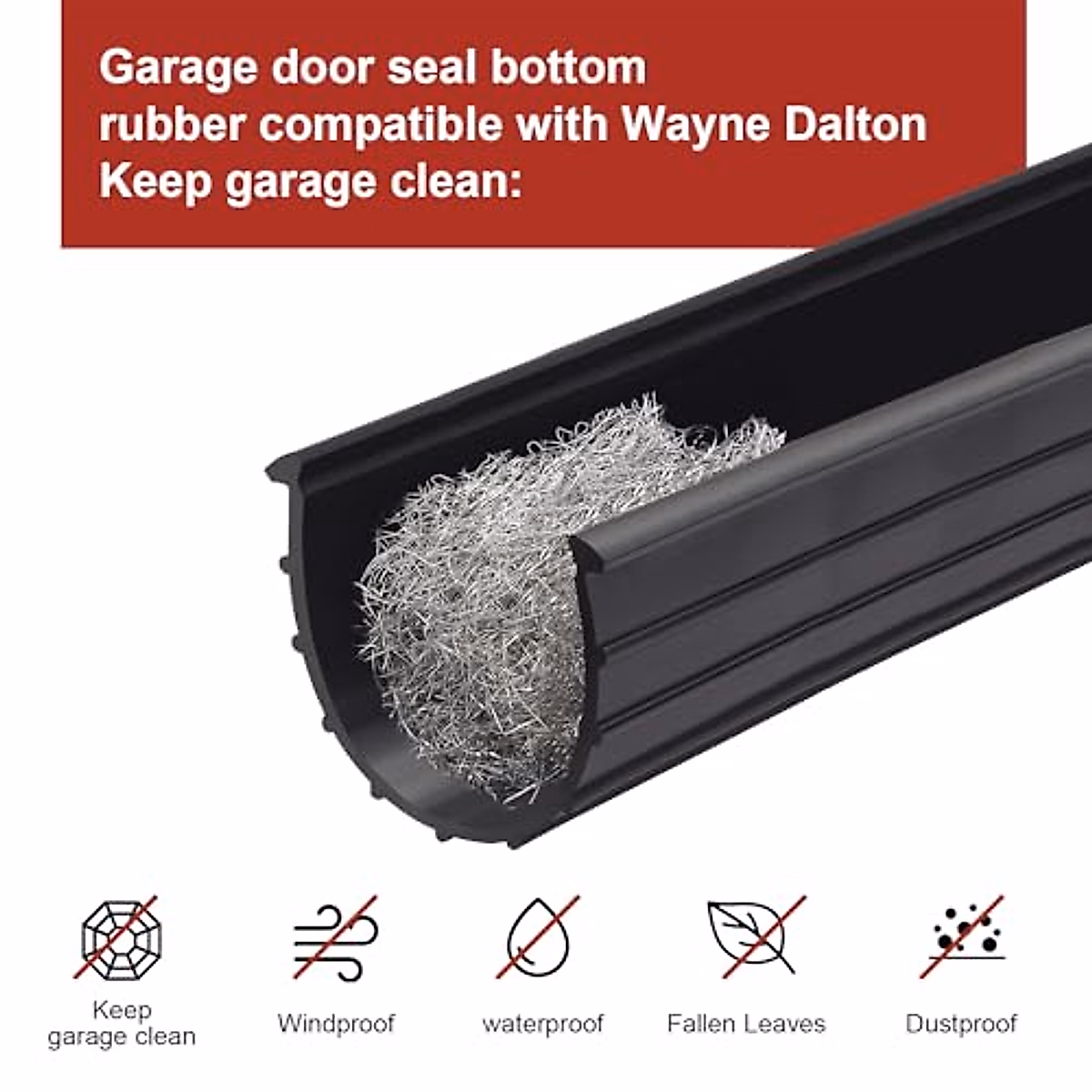 Garage Door Seal Bottom Rubber Replacement for Wayne Dalton Garage Door Bottom Seal Part Number 154448 for Garage Weather Stripping (20 Feet)