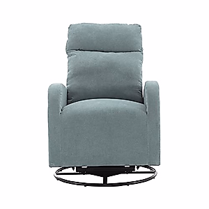 HomSof Swivel Glider Rocker Recliner, Light Blue Polyester Rocking Chair for Nursery, Modern Lounge Chair for Living Room