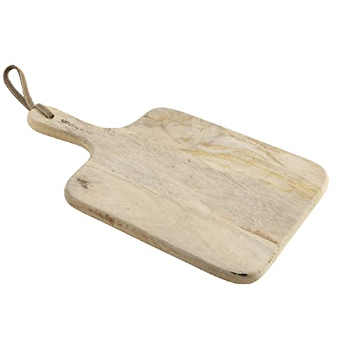 Artisinal Kitchen Natural Wood Cutting Boards, Set of 2, Mango Wood, Stitched Leather Hanging Straps, Each Over 1 Ft 16 1/2 and 14 1/2 Inches Long, by WHW