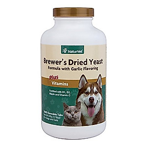NaturVet Brewers Dried Yeast Formula with Garlic Flavoring Plus Vitamins for Dogs and Cats, Chewable Tablets, Made in The USA with Globally Source Ingredients 1000 Count
