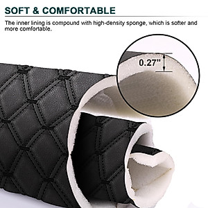 1 Yard Vinyl Faux Leather Quilted Fabric with 0.27" Foam Backed,63"Wide Leather Material for DIY Upholstery,1.9"×2.7"Diamonds Pattern,Black(Black Thread)