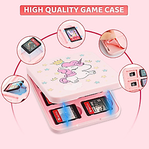 RHOTALL Case Compatible with Nintendo Switch & Switch OLED, Carrying Case with Game Case, Shoulder Strap, Cute Protective Hard Portable Travel Shell Pouch for Switch Accessories (for Pink)